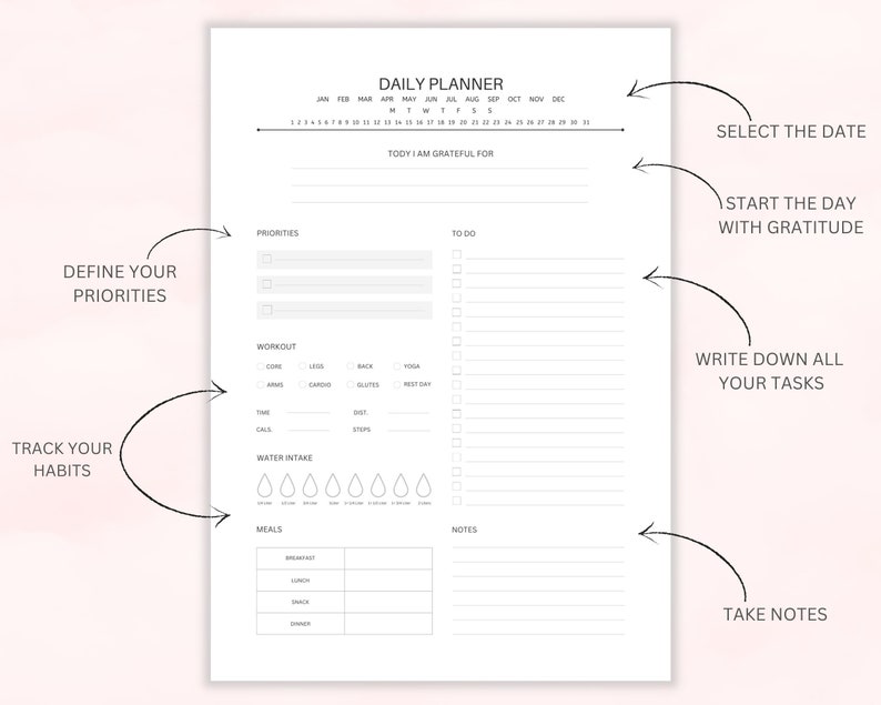 Daily Planner, Printable Daily Planner A5, Routine Planner, Daily ...