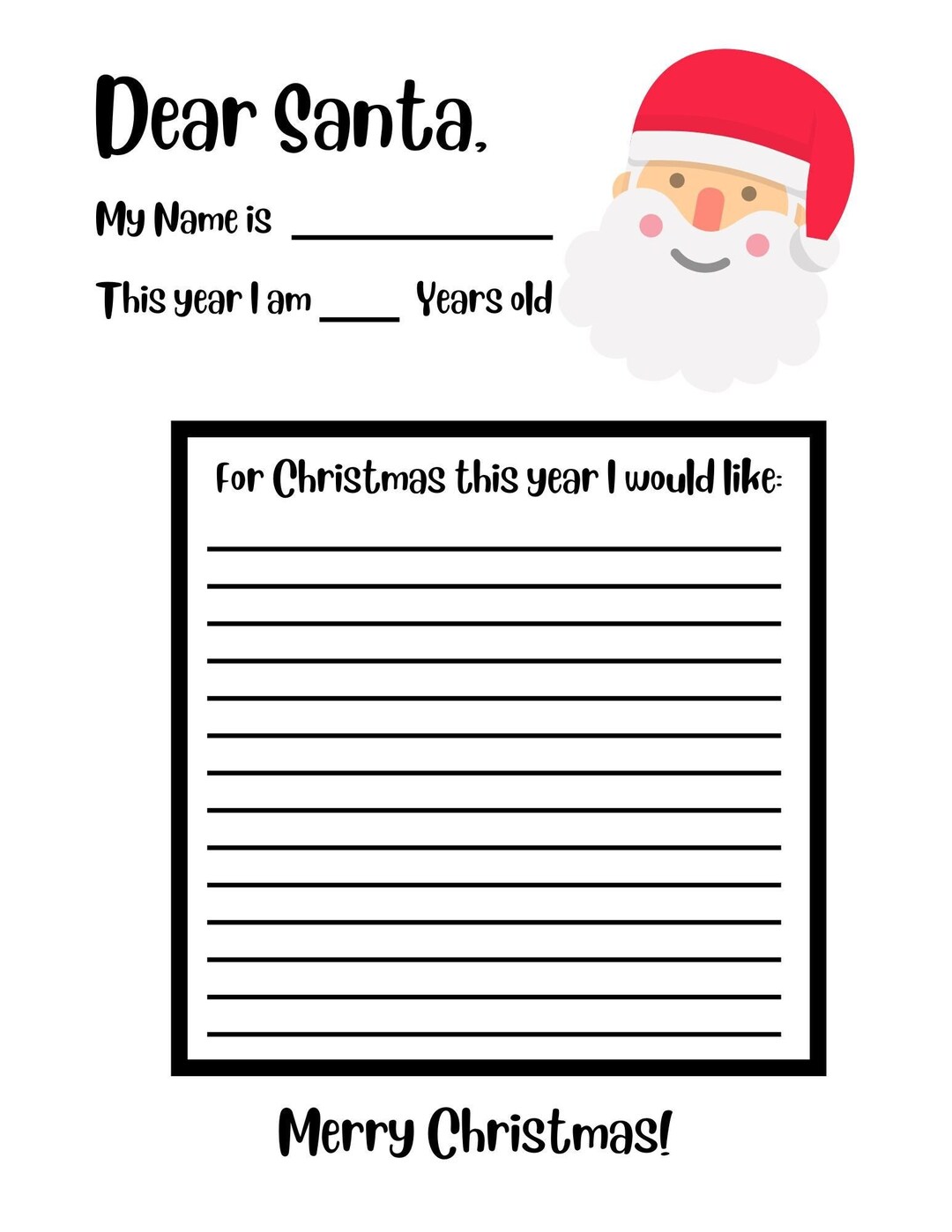 Dear Santa, Christmas Printable, Dear Santa Letter, Dear Santa ...