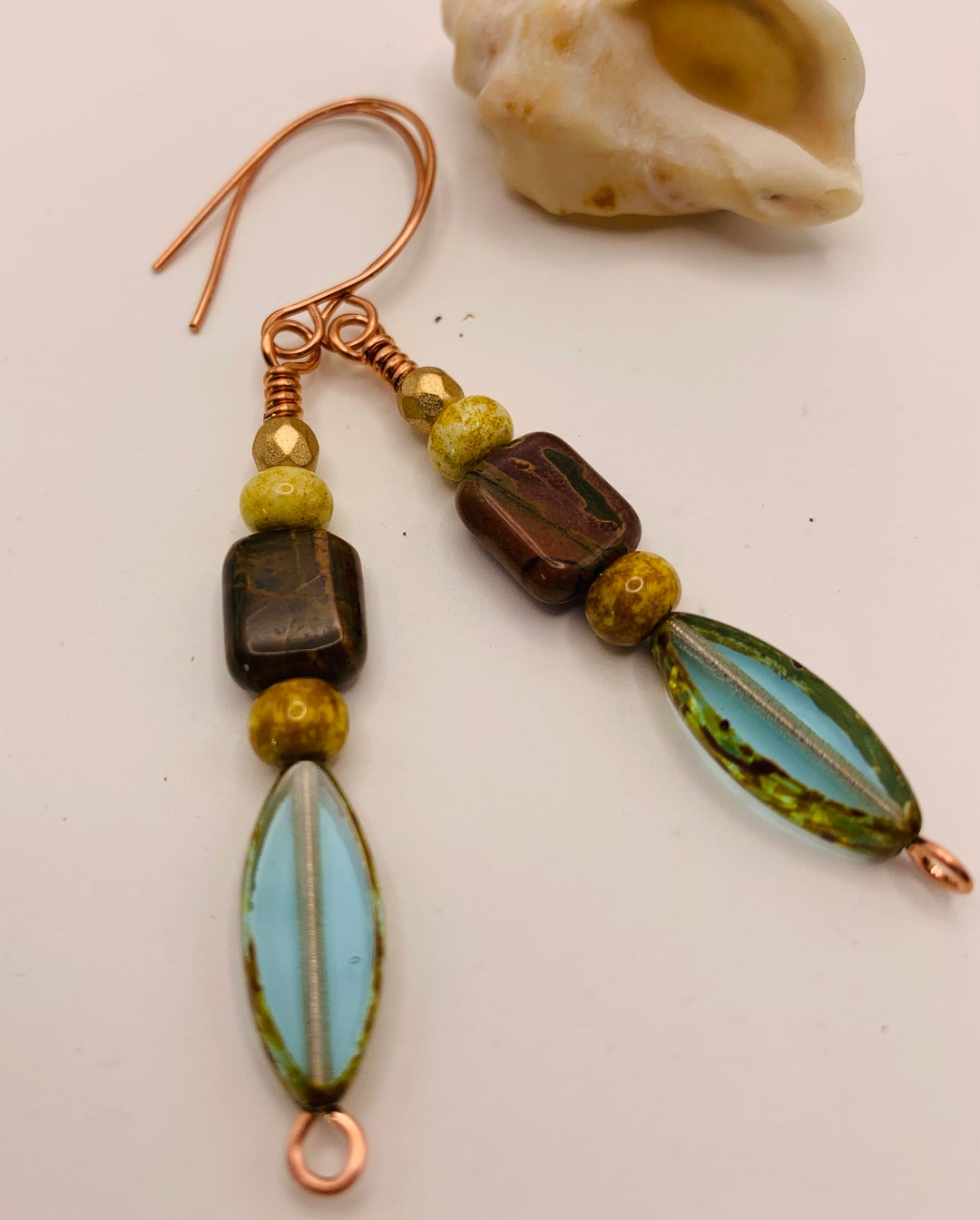 Dragons Eye Sky Blue Bead Earrings, Sky Blue Dangle Bead Earrings ...