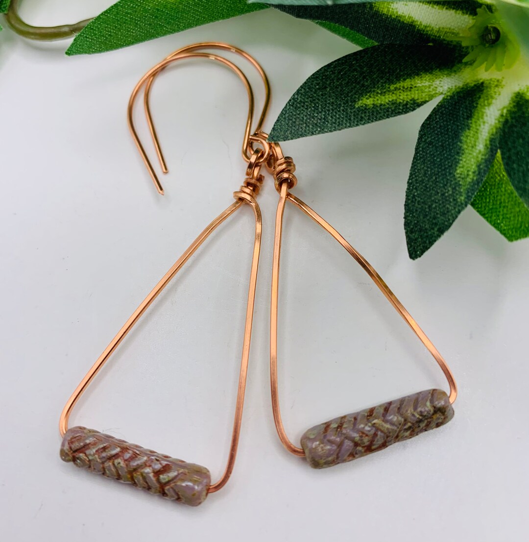Copper Triangles With Beige and Lavender Basket Weave Tube - Etsy