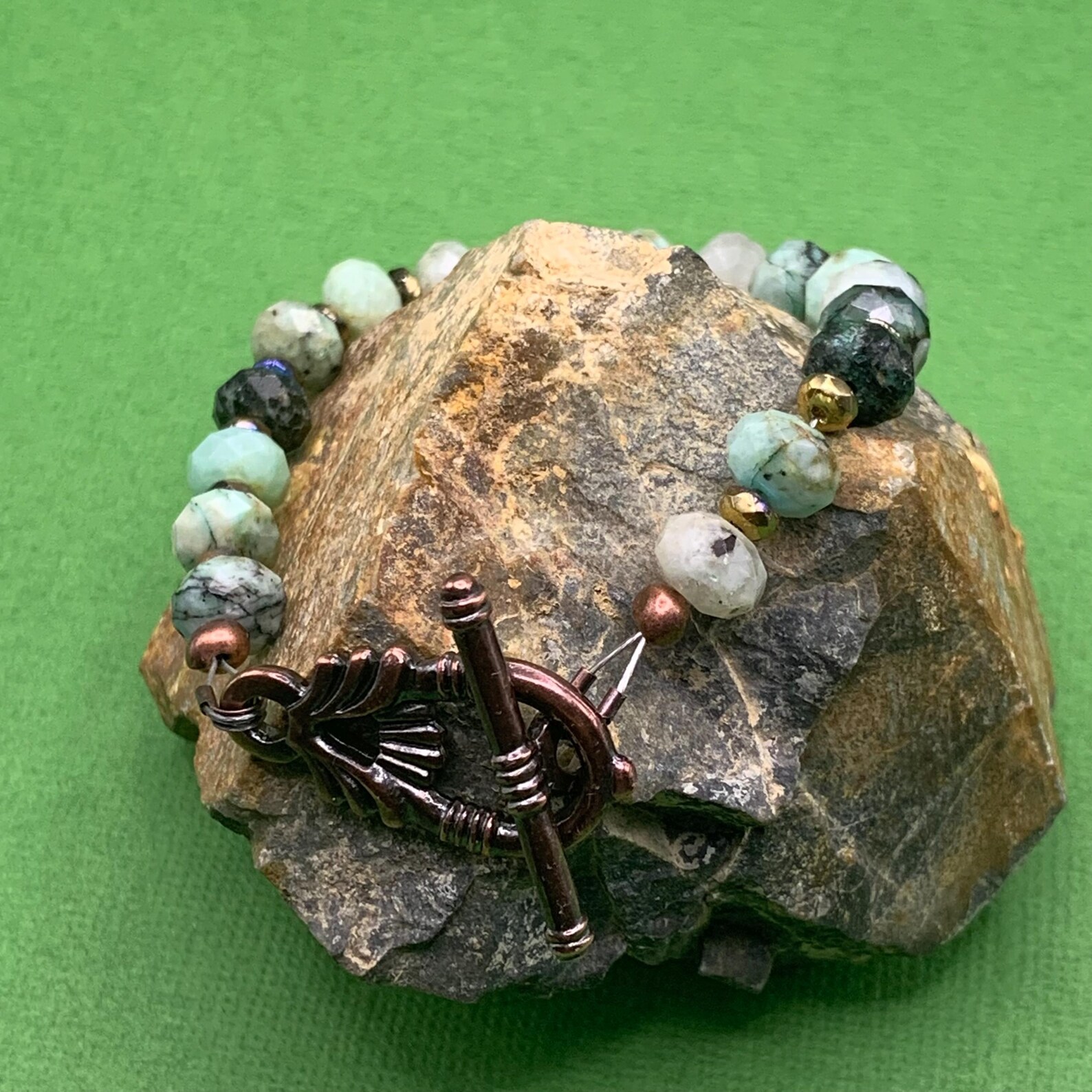 Variegated Aqua Quartz Bracelet: Azurite & Chrysocolla Gemstone - Etsy