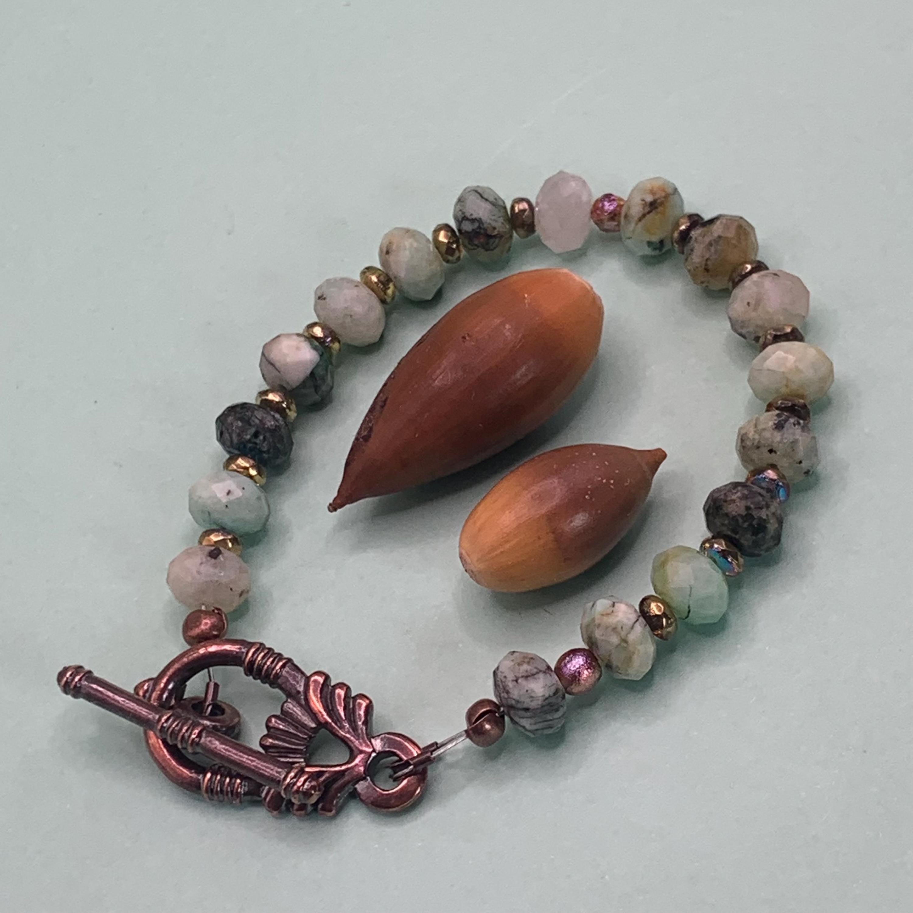 Variegated Aqua Quartz Bracelet: Azurite & Chrysocolla Gemstone - Etsy