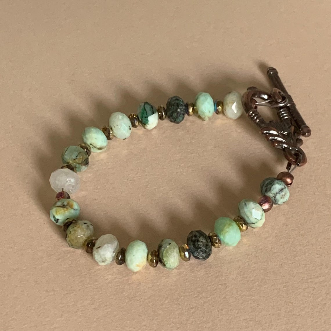 Variegated Aqua Quartz Bracelet: Azurite & Chrysocolla Gemstone - Etsy