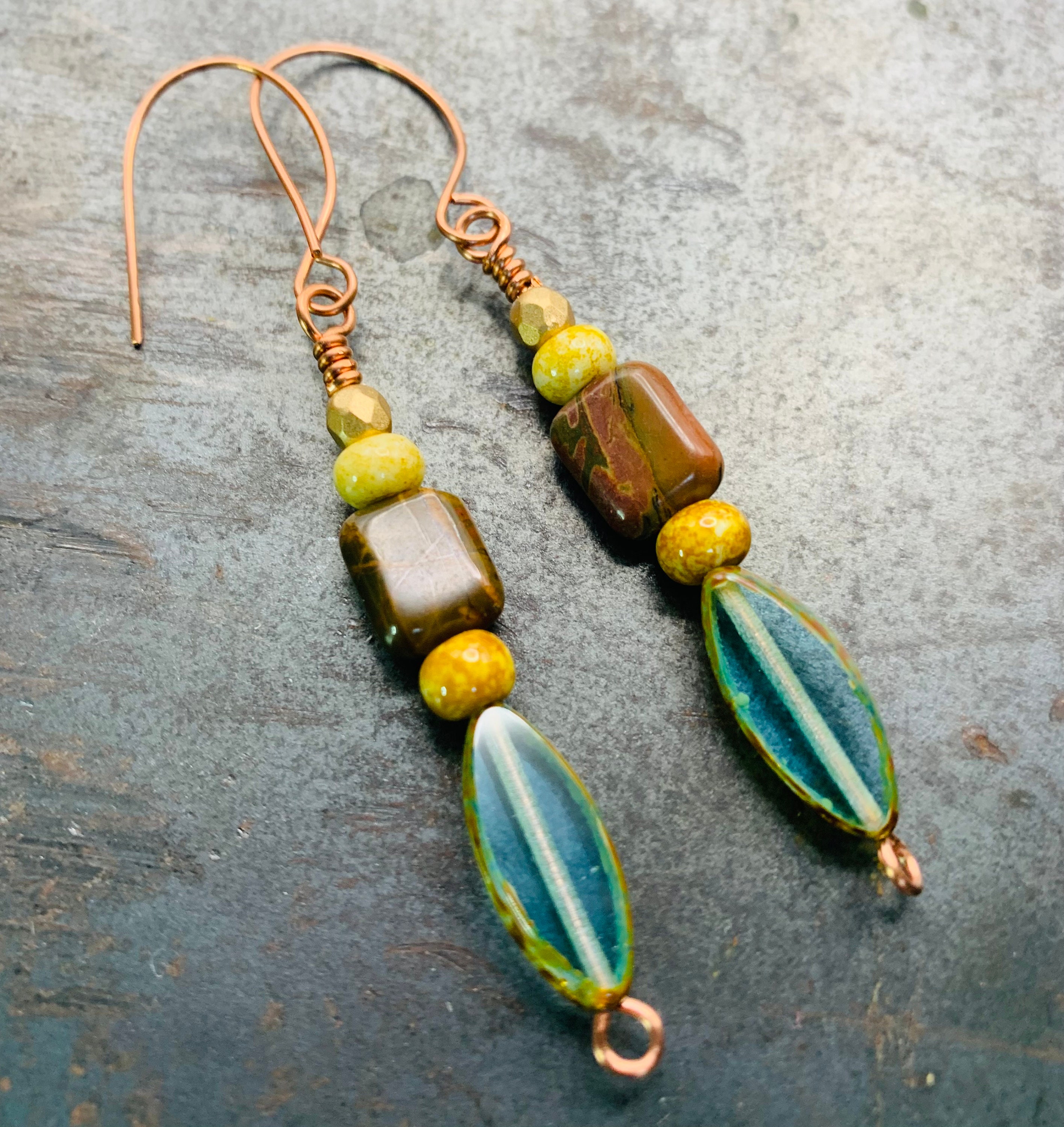 Dragons Eye Sky Blue Bead Earrings, Sky Blue Dangle Bead Earrings ...