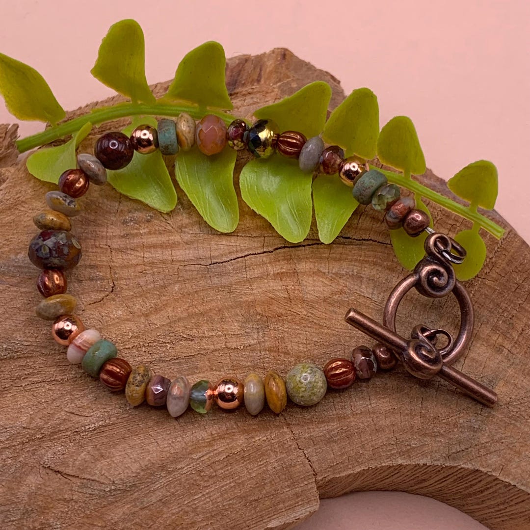 Hike a Rustic Trail Bead Bracelet With Copper Accents - Etsy