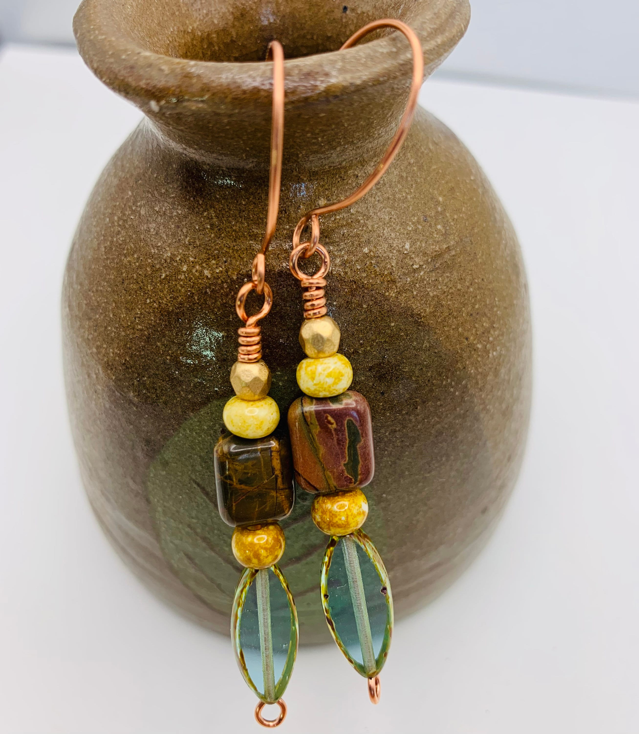 Dragons Eye Sky Blue Bead Earrings, Sky Blue Dangle Bead Earrings ...