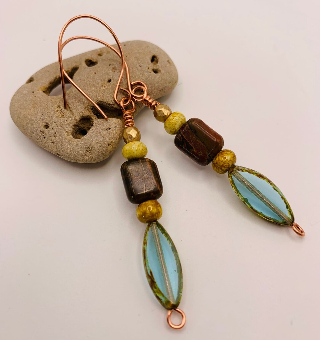 Dragons Eye Sky Blue Bead Earrings, Sky Blue Dangle Bead Earrings ...