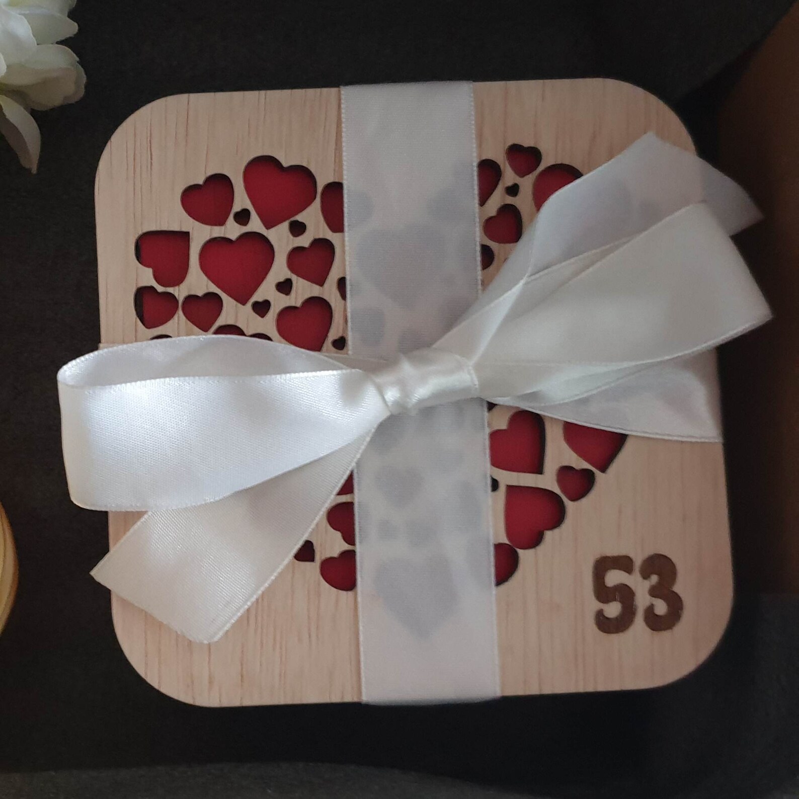 Laser Engraved Jewelry Box With Fancy Hearts Pattern and Living Hinge ...