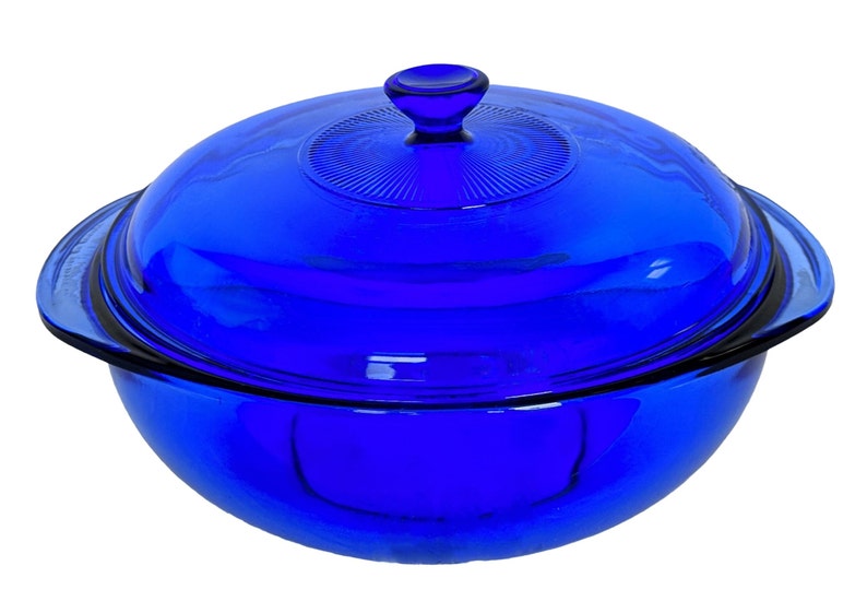 Pyrex Cobalt Blue Glass Round 2QT Casserole/baking Dish With Lid ...
