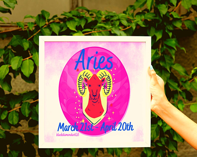 Aries Star Sign Zodiac Art Print. Aries Ram Art Print. Aries Ram Zodiac Digital Art Print. Aries ...