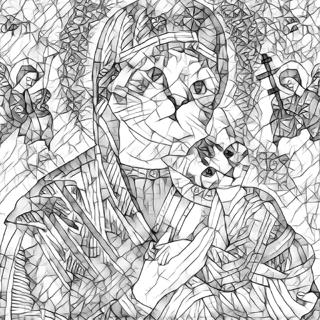 Holy Cat Coloring Page - Etsy