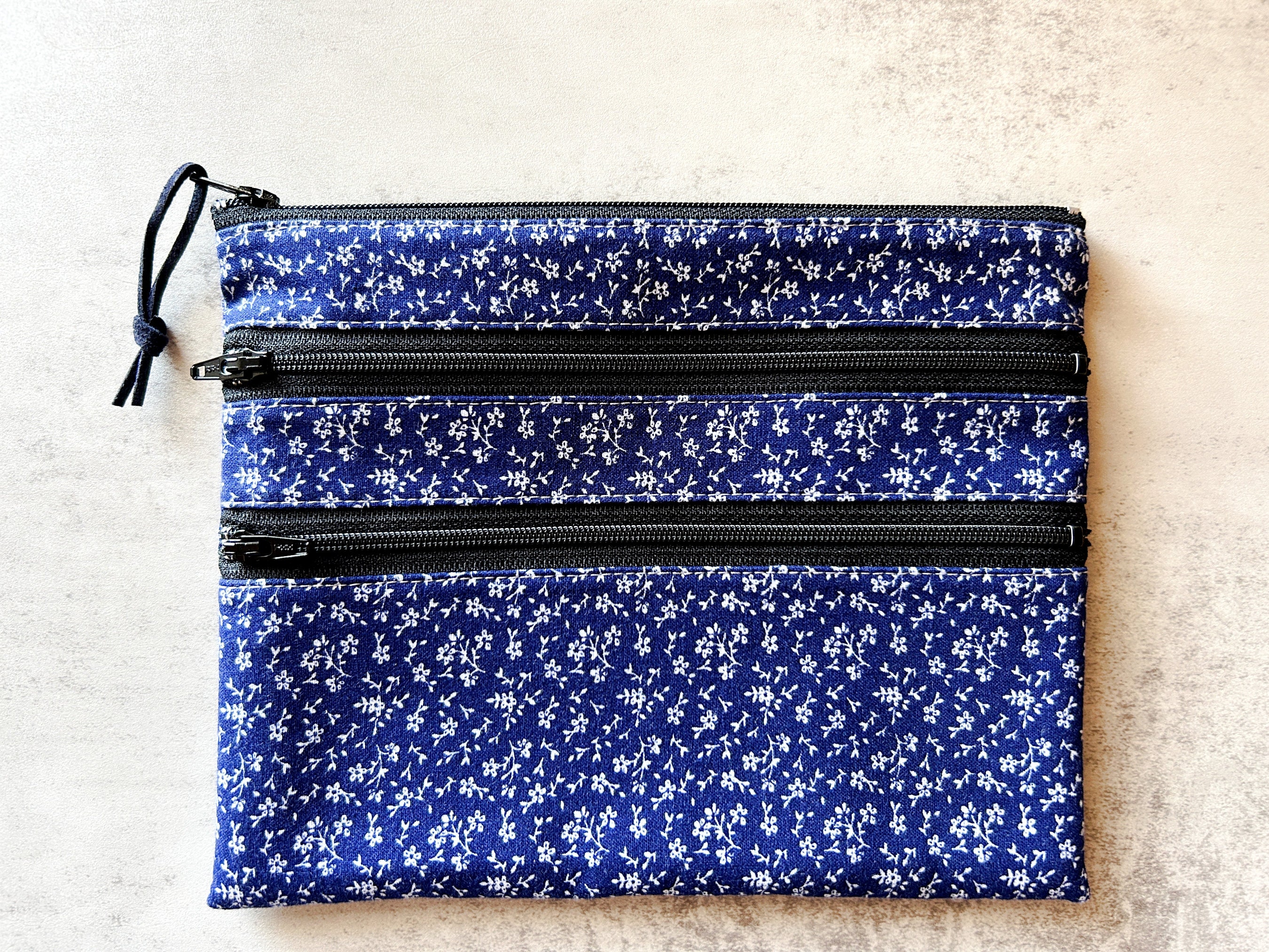 Triple Zipper Pouch Travel Pouch Makeup Pouch Pencil Pouch - Etsy