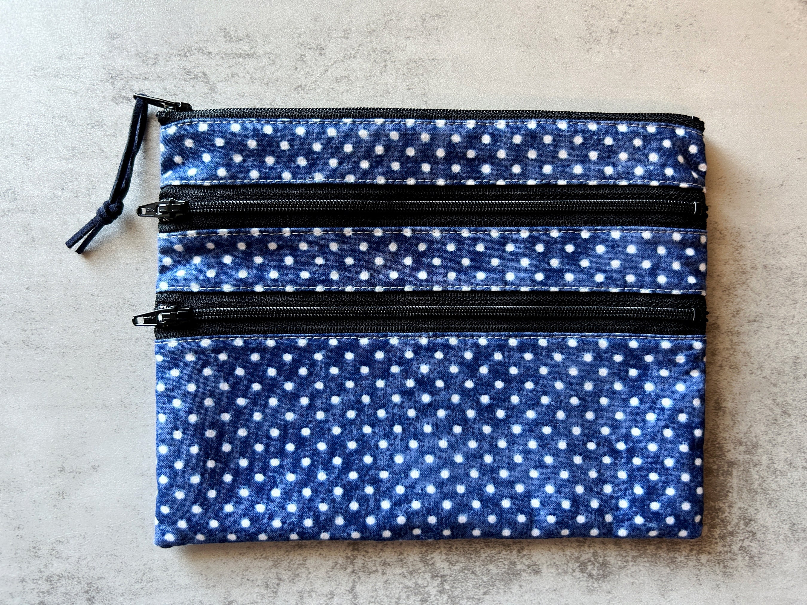 Triple Zipper Pouch Travel Pouch Makeup Pouch Pencil Pouch - Etsy