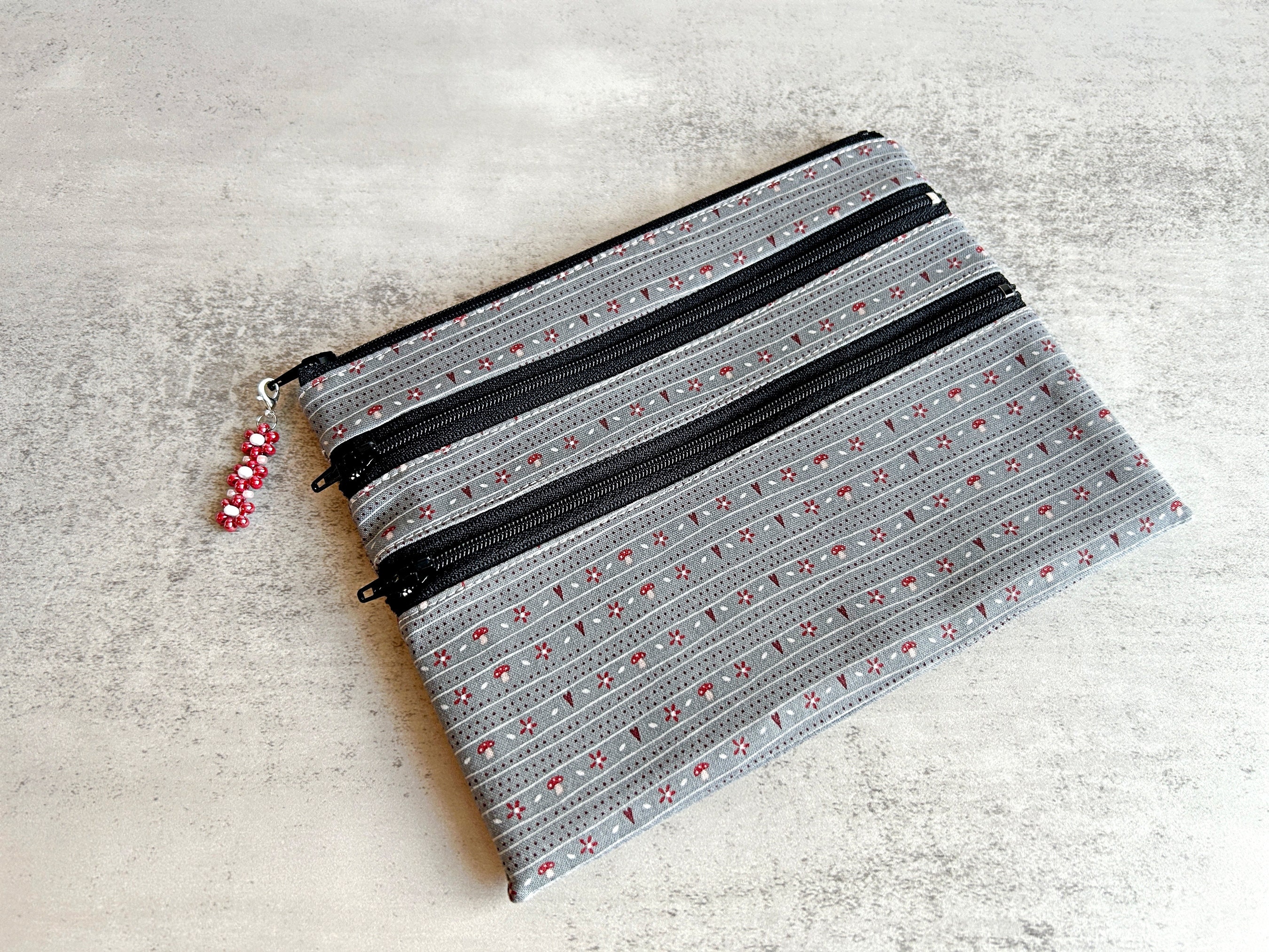 Triple Zipper Pouch, Travel Pouch, Makeup Pouch, Pencil Pouch, Bag ...