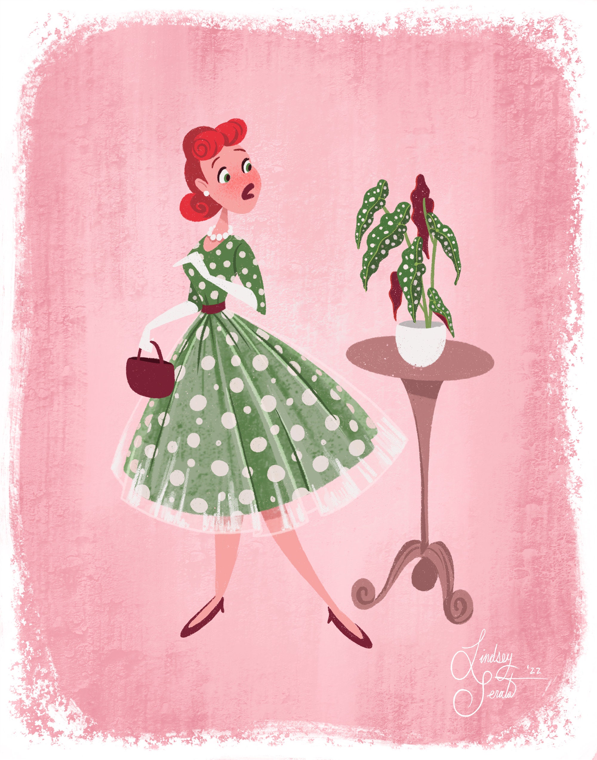 1950's Plant Girl PRINT, 11 X 14 - Botanical Art, Houseplant Wall Art ...