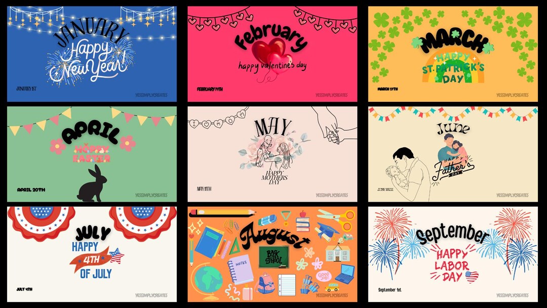 Cute Monthly Desktop Backgrounds With US Holidays Part 2 - Etsy