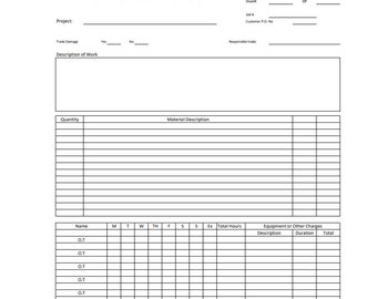 Simple T&M Template, Extra Work Order Ticket Template, Handyman Time ...