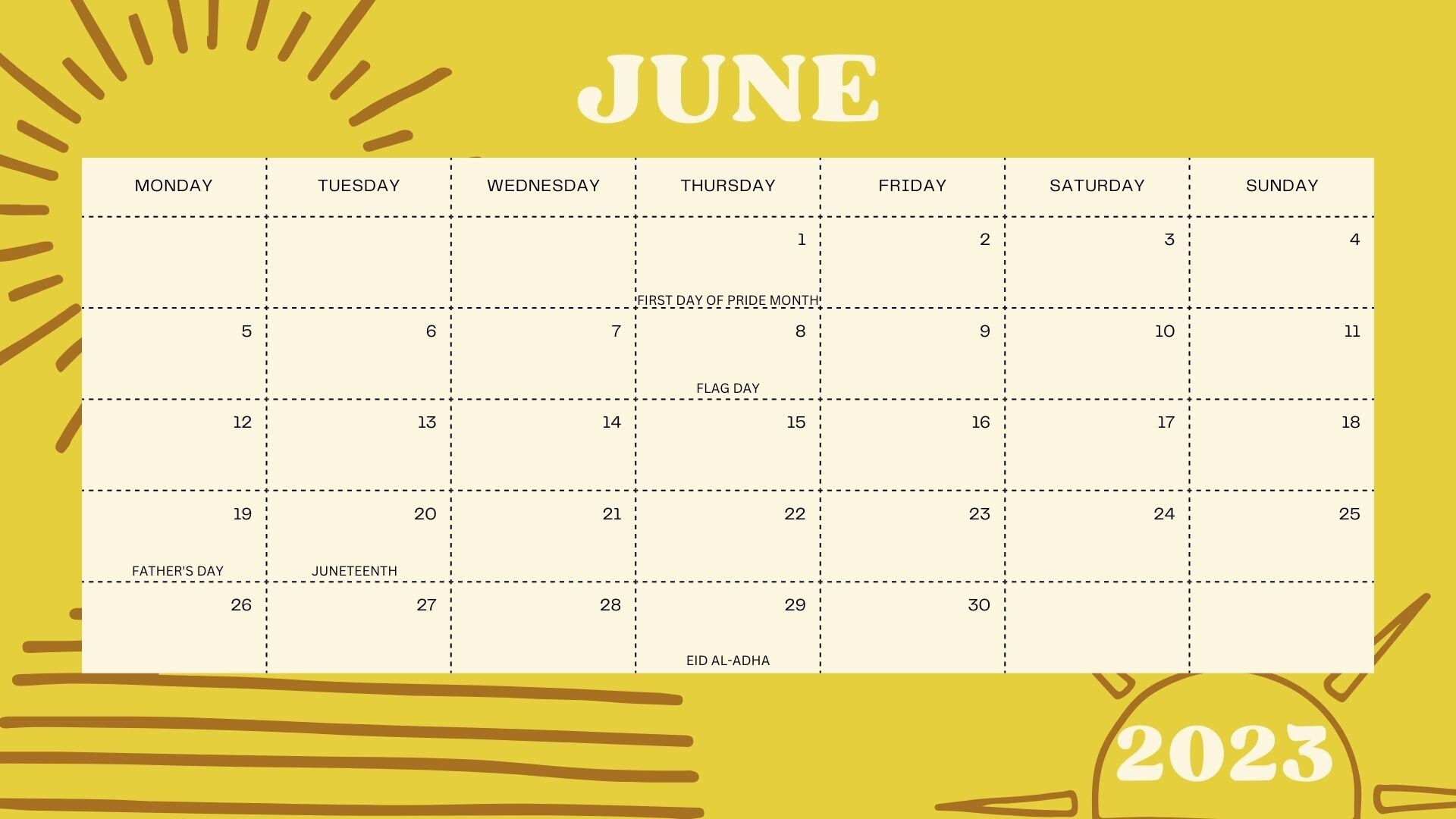2023 JUNE CALENDAR PDF - Etsy