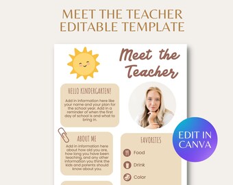 Meet the Teacher Template Canva | Meet the Teacher Letter | Printable ...