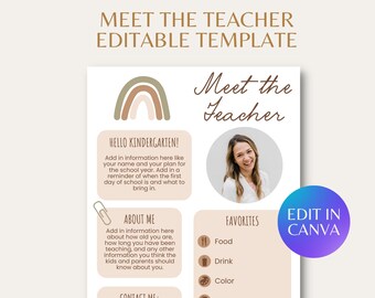 Editable Meet the Teacher Editable Boho Template Teacher Canva Template ...