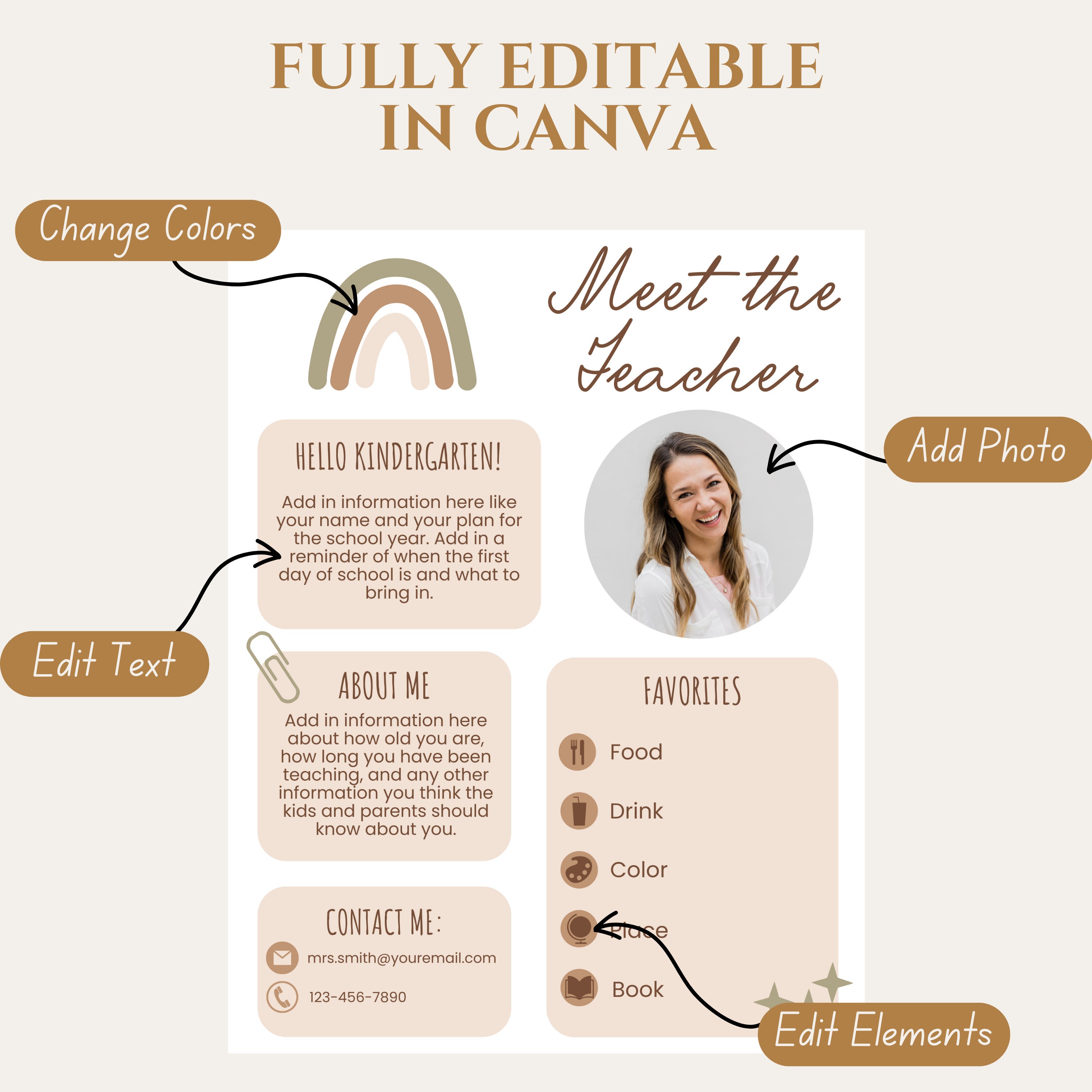 Meet the Teacher Template Canva | Meet the Teacher Letter | Printable ...