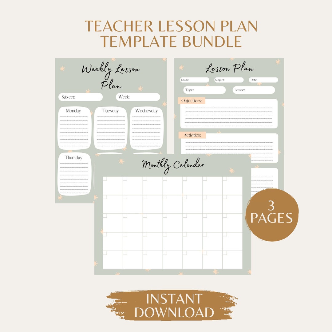 Teacher Lesson Plan Template Teacher Printable Planner - Etsy