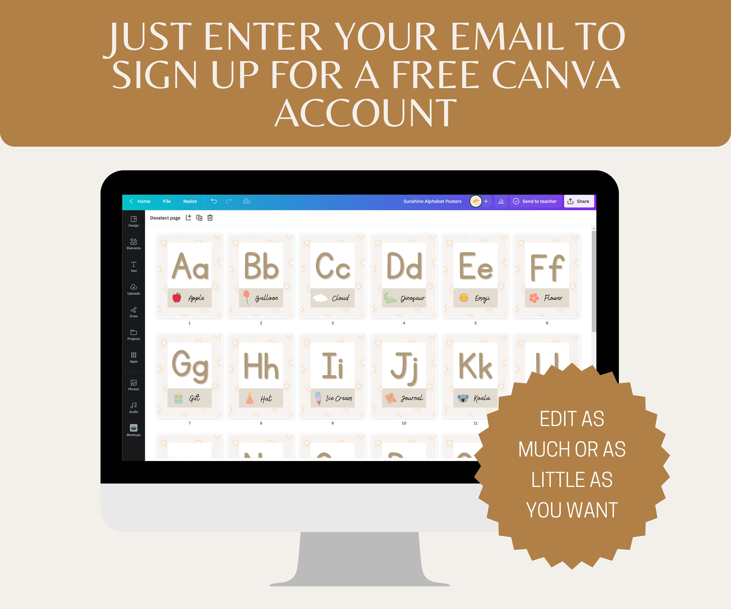 Sunshine Classroom Alphabet Posters | Alphabet Editable Posters ...