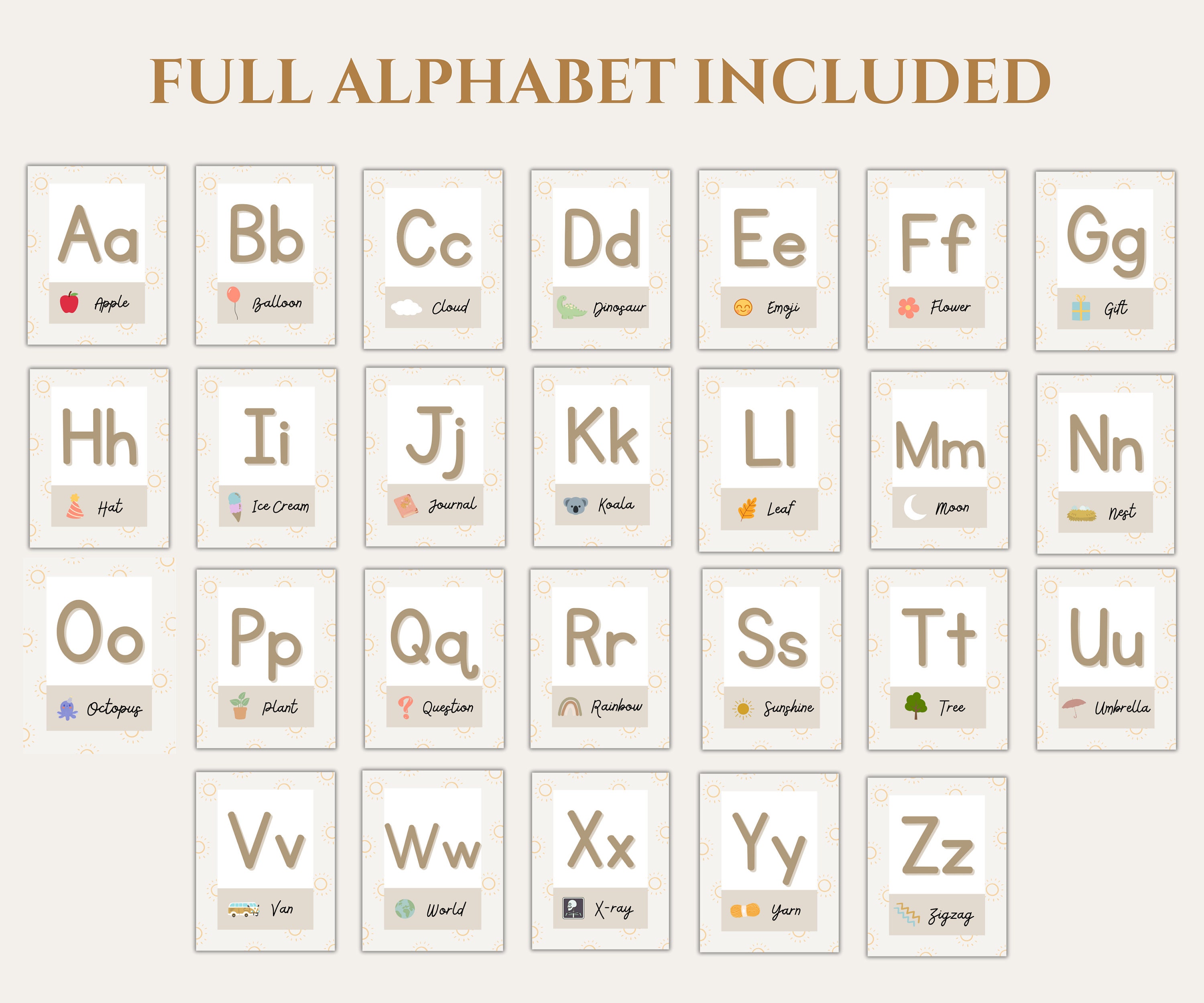 Sunshine Classroom Alphabet Posters | Alphabet Editable Posters ...