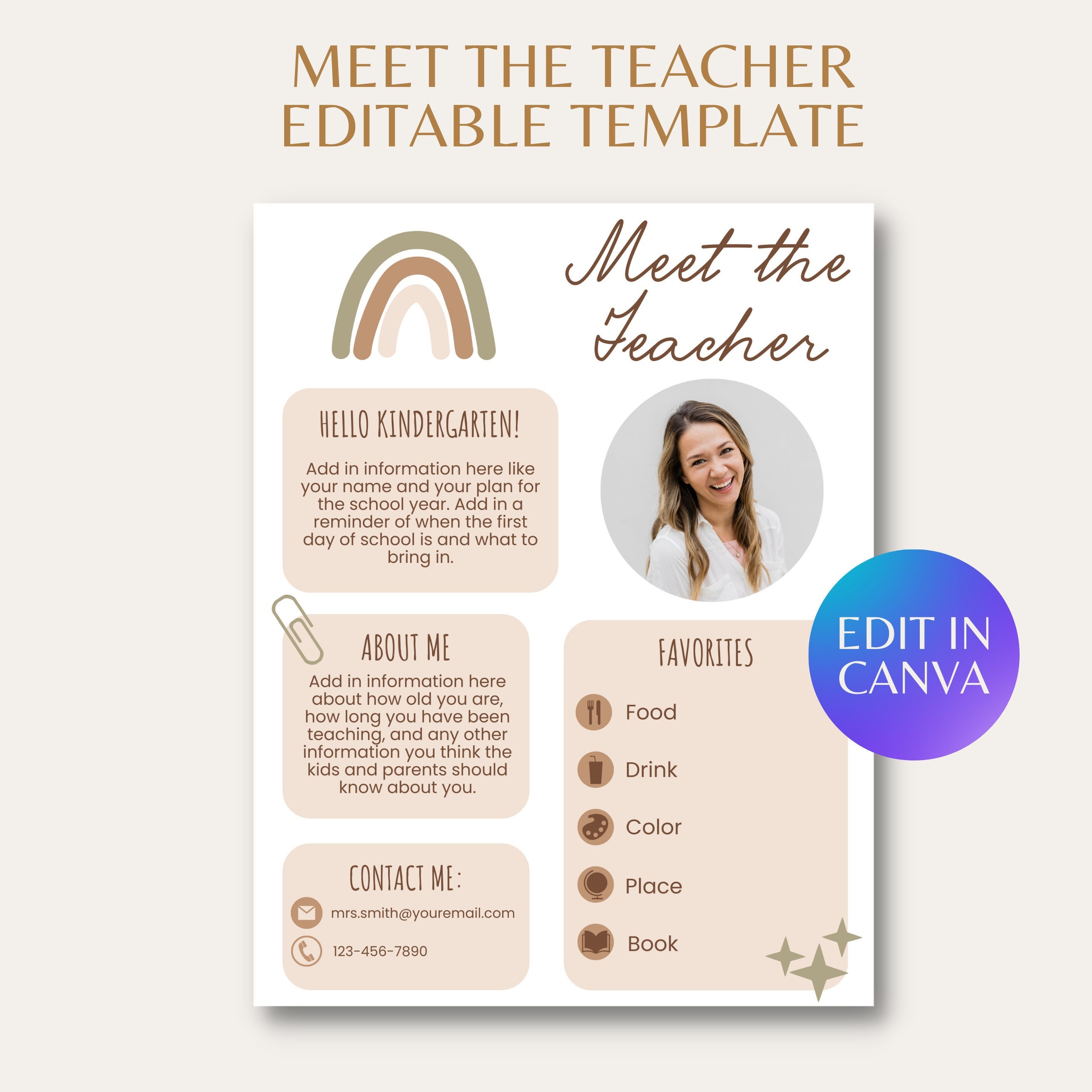 Meet the Teacher Template Canva | Meet the Teacher Letter | Printable ...
