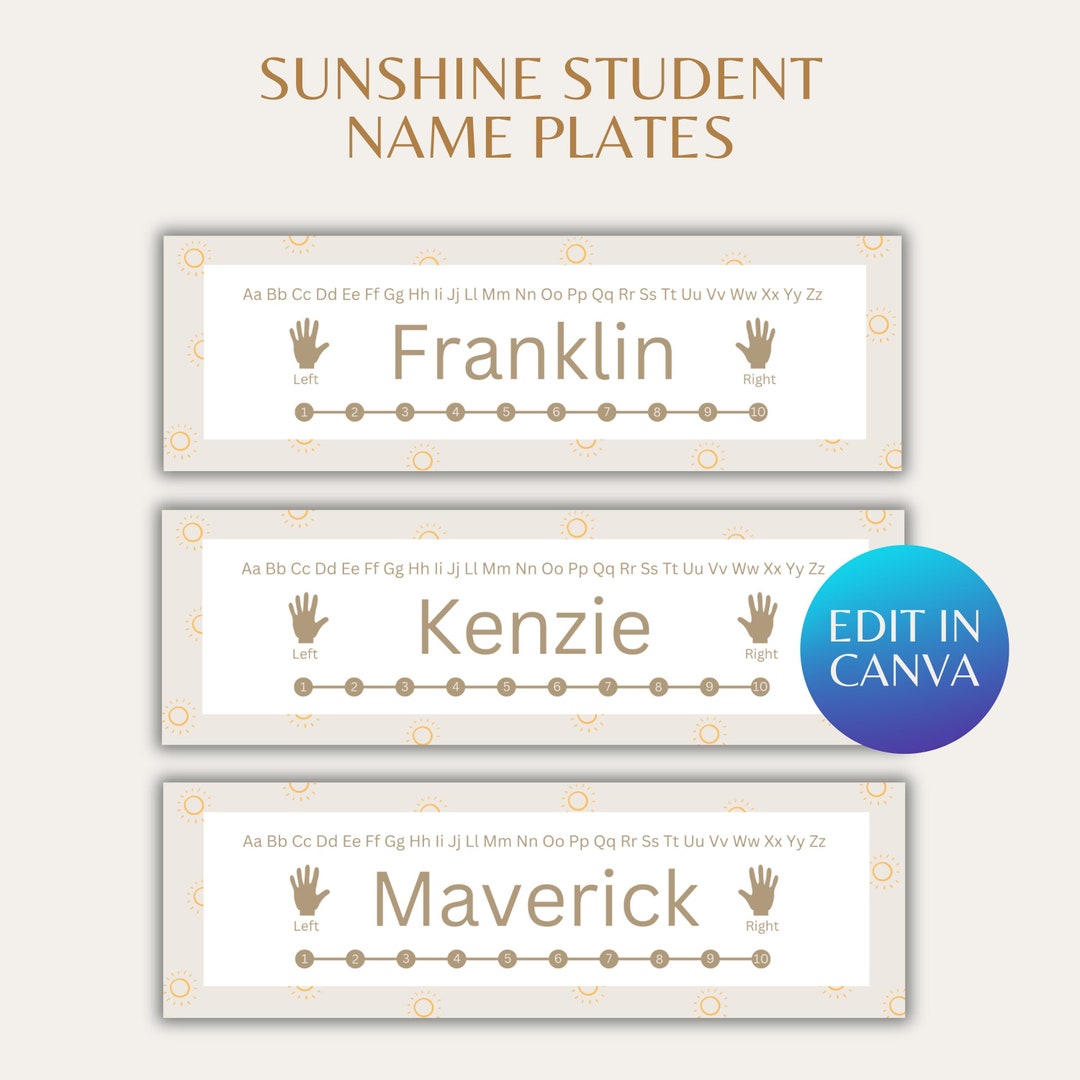 Sunshine Student Name Plates Student Desk Name Plates - Etsy