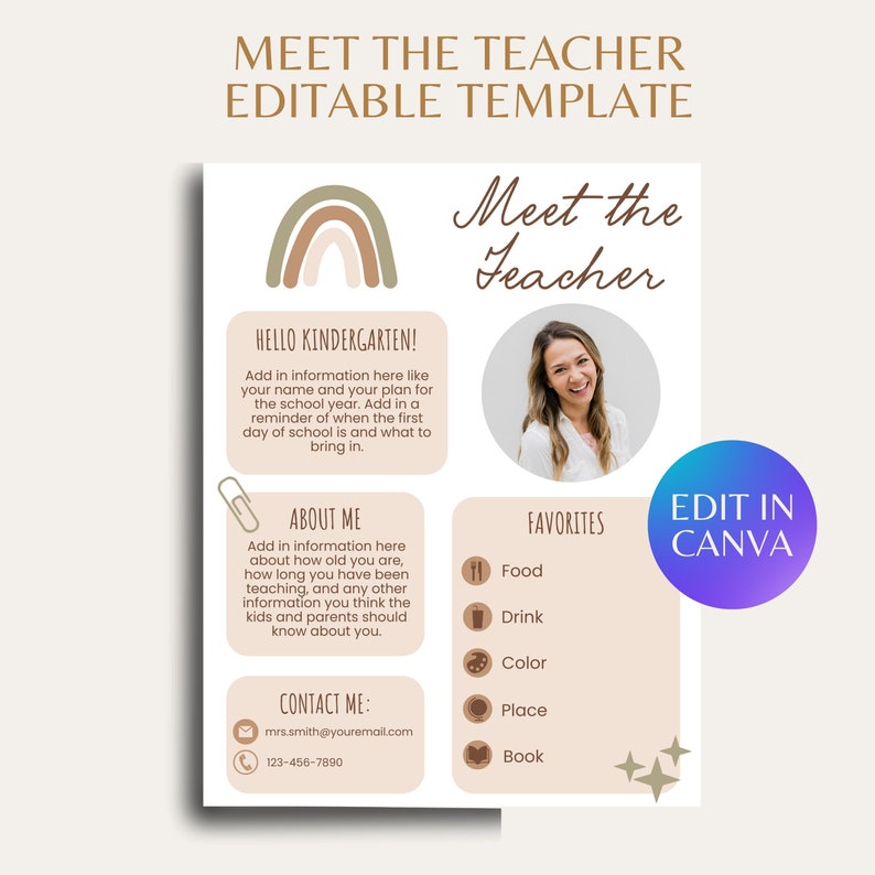 Meet the Teacher Template Canva Meet the Teacher Printable - Etsy