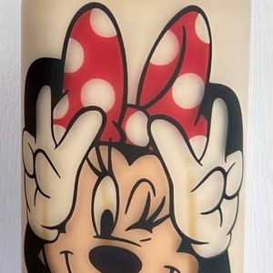 Mickey Mouse & Minnie Mouse Peace Frosted Can Glass - Etsy