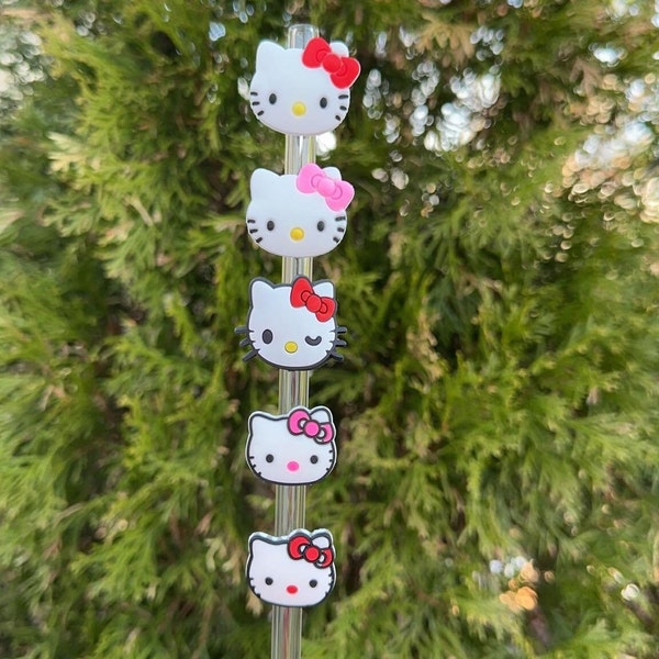 Hello Kittys Straw Toppers - Etsy