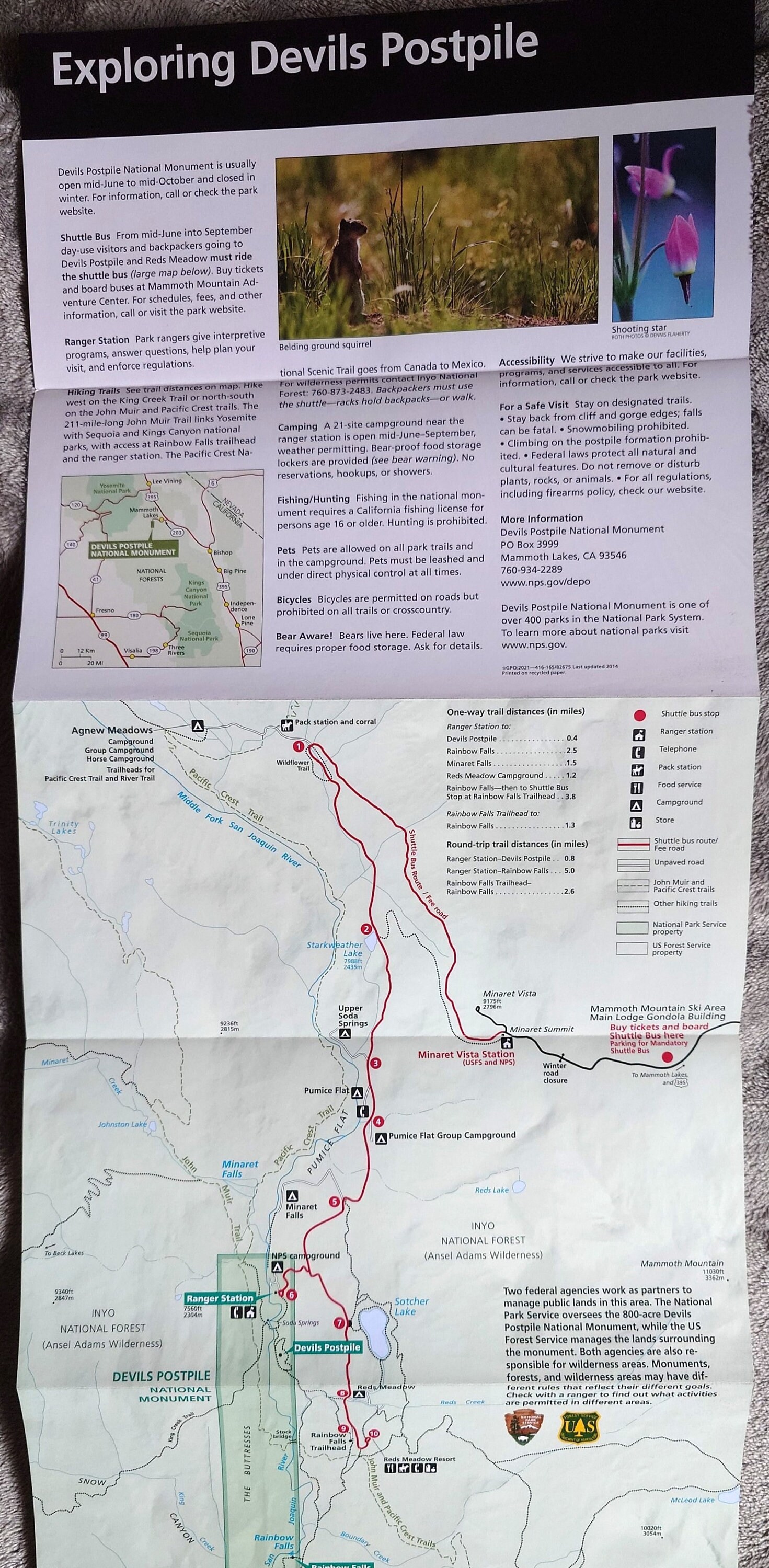 Devils Postpile National Monument Official NPS Guide Map Brochure ...