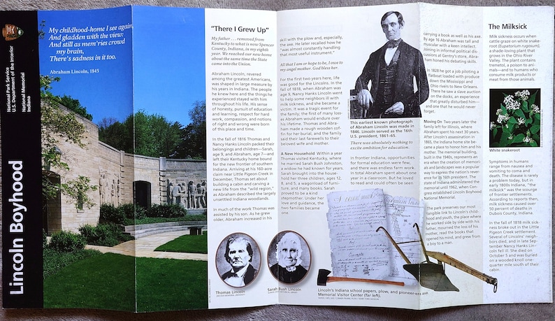 Lincoln Boyhood National Memorial Official NPS Guide Map Brochure ...