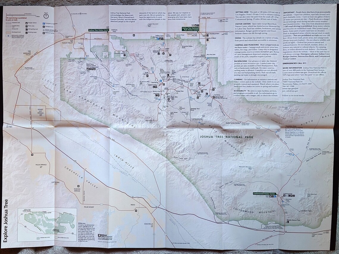 Joshua Tree National Park Official NPS Guide Map Brochure National ...