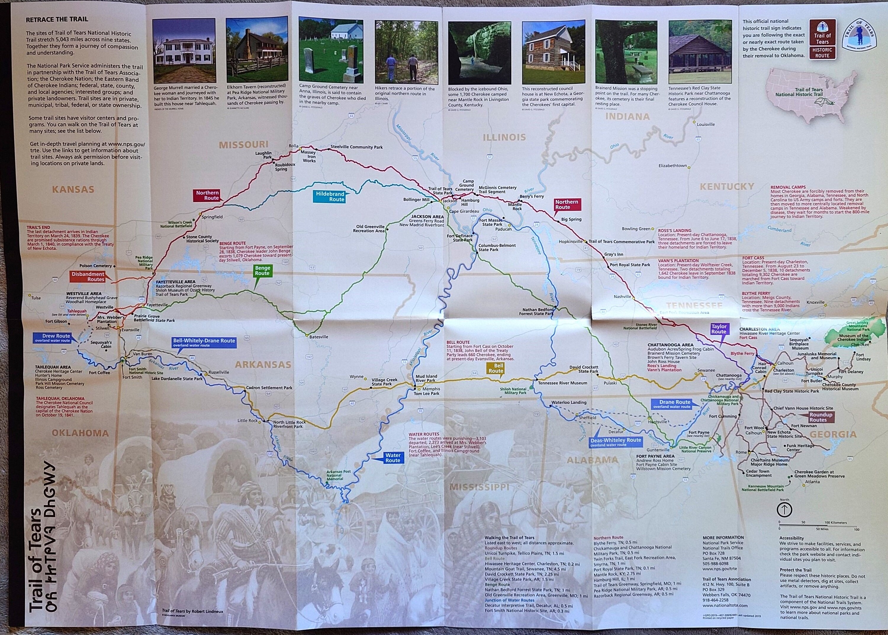 Trail of Tears National Historic Trail Official NPS Guide Map Brochure ...