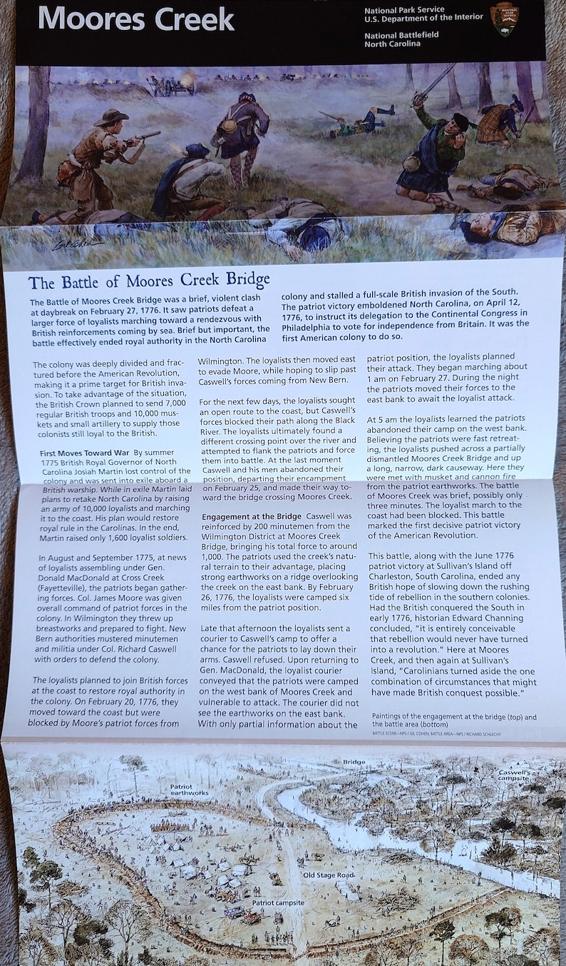 Moores Creek National Battlefield Official NPS Guide Map Brochure ...