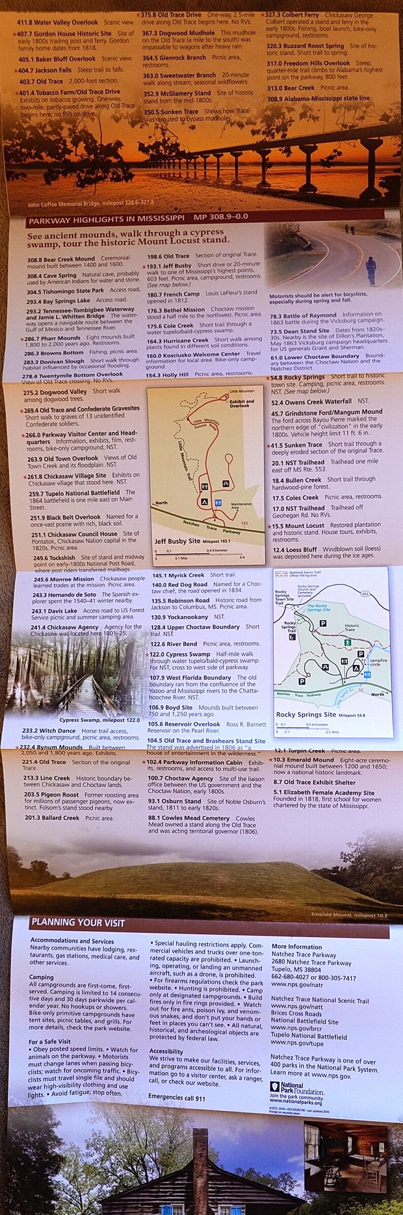 Natchez Trace Parkway Official NPS Guide Map Brochure National Parks ...