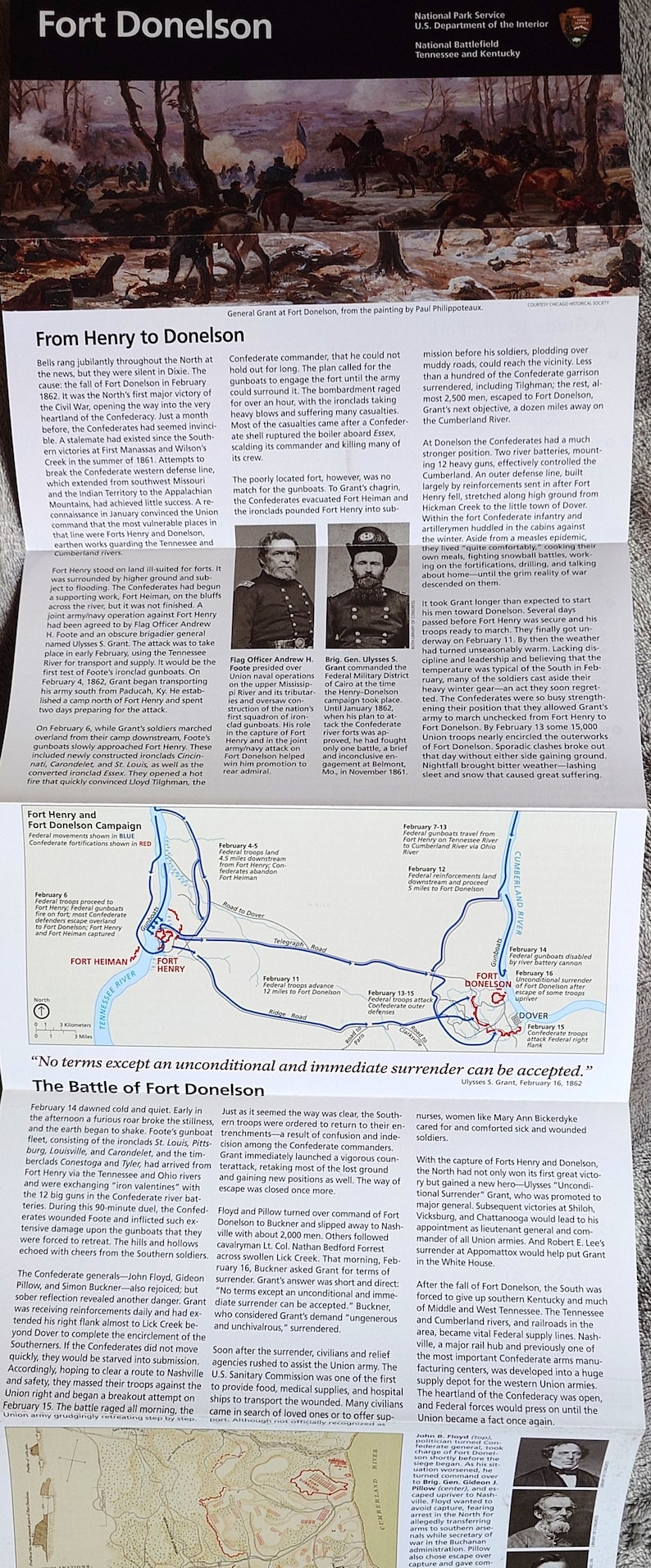 Fort Donelson National Battlefield Official NPS Guide Map Brochure ...