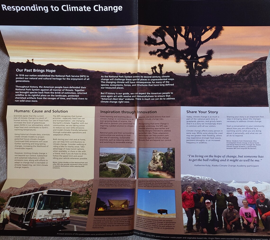 Climate Change in National Parks Official NPS Guide Map Brochure ...