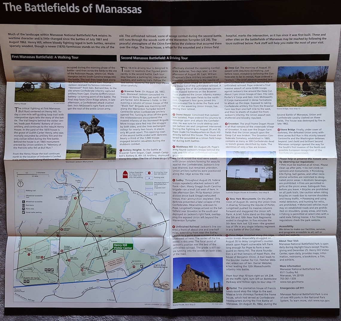 Official NPS Map Manassas National Battlefield Park Brochure National ...