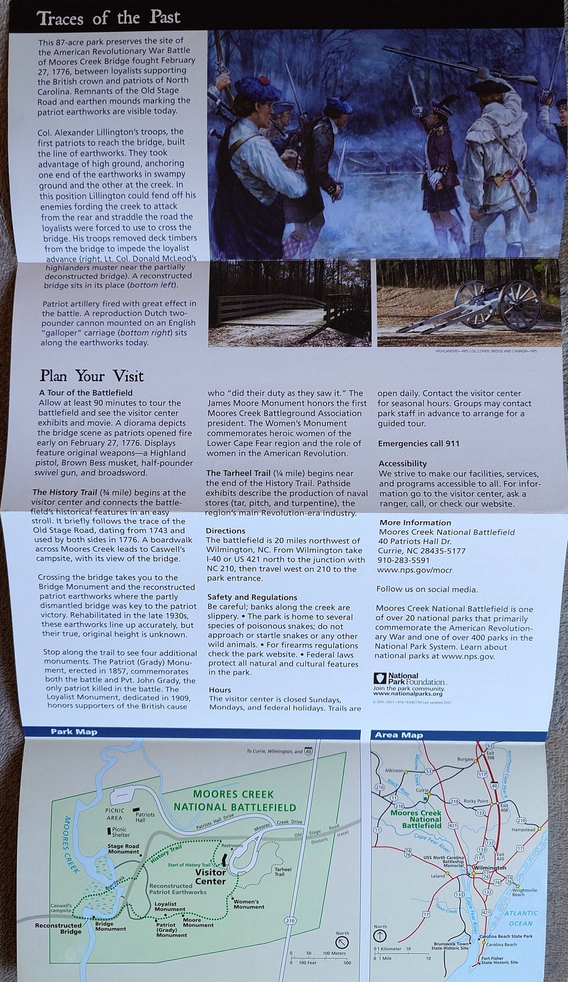 Moores Creek National Battlefield Official NPS Guide Map Brochure ...