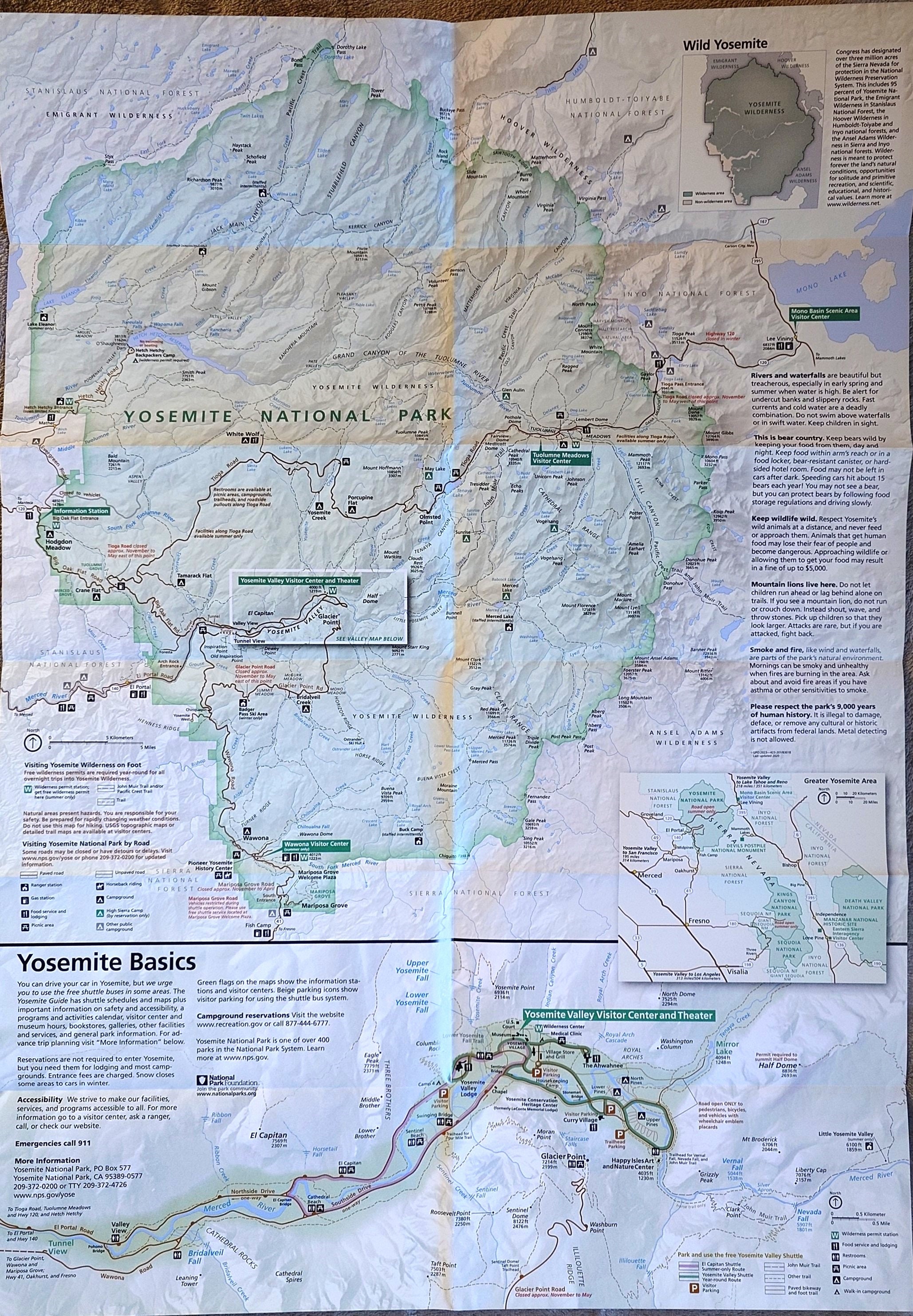 Official Guide Yosemite National Park NPS Map Brochure National Parks ...