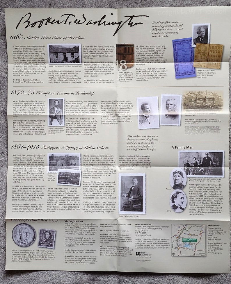 Booker T. Washington National Monument Official NPS Guide Map Brochure ...