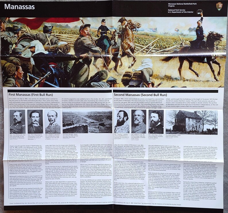 Manassas National Battlefield Park Official NPS Guide Map Brochure ...