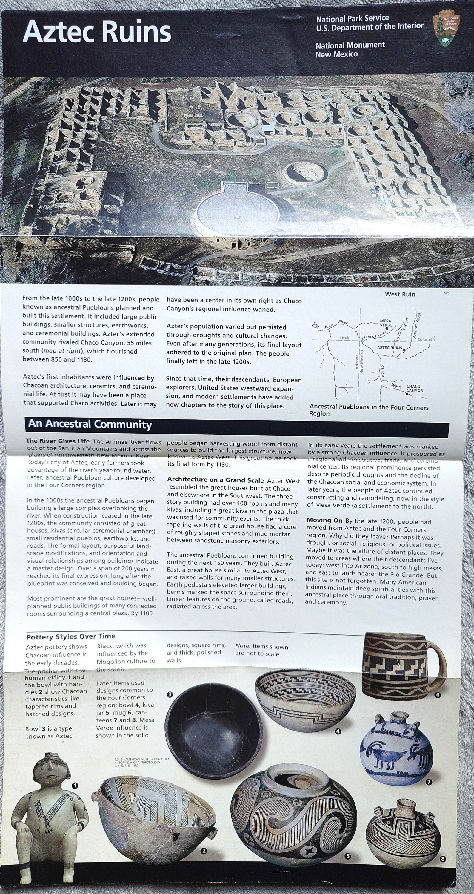 Aztec Ruins National Monument Official NPS Guide Map Brochure National ...