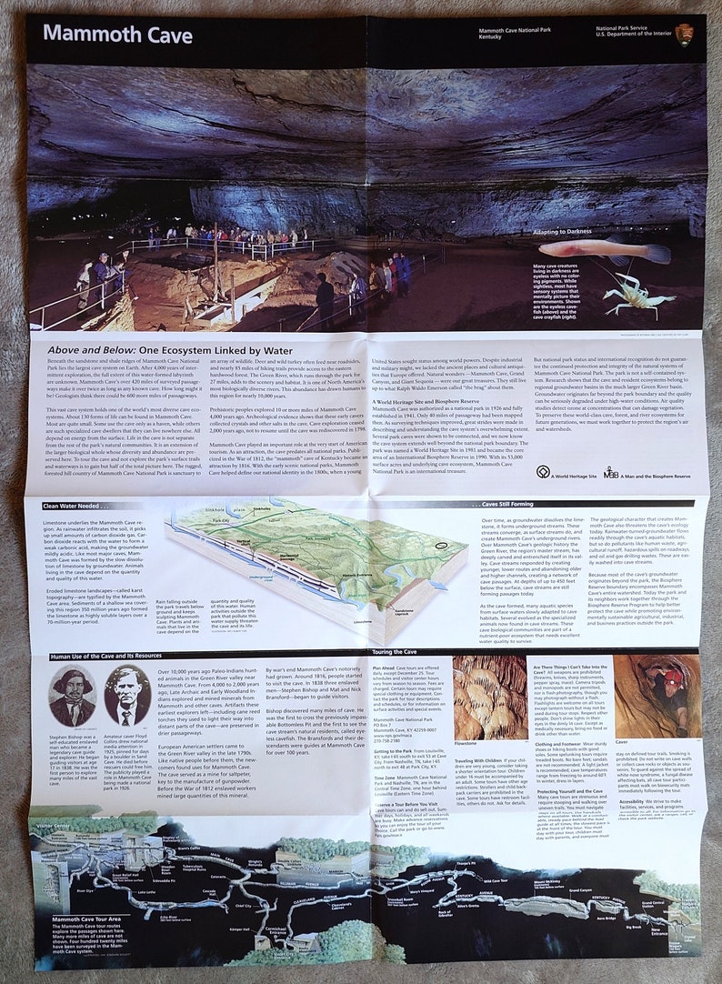 Mammoth Cave National Park Official NPS Guide Map Brochure National ...
