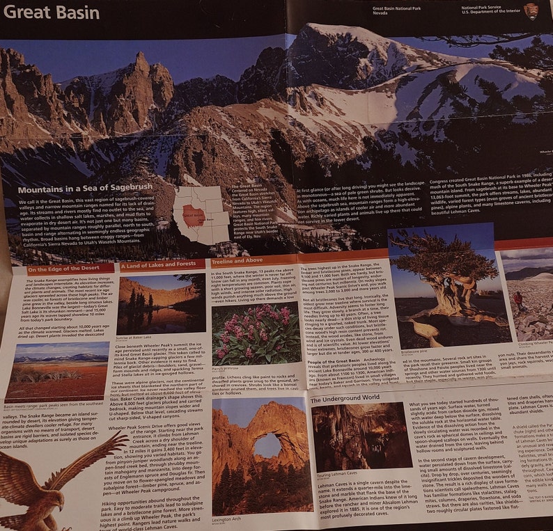 Great Basin National Park Official NPS Map Guide Brochure National ...