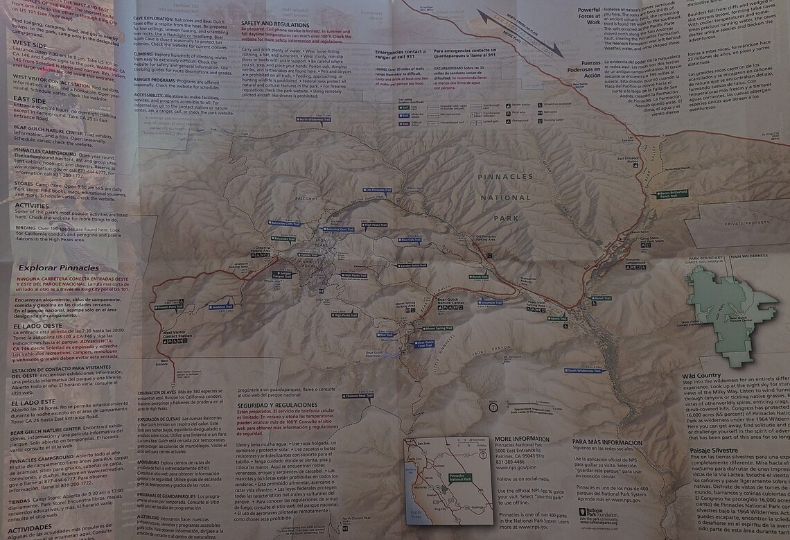 Pinnacles National Park Official NPS Map Guide Brochure National Parks ...